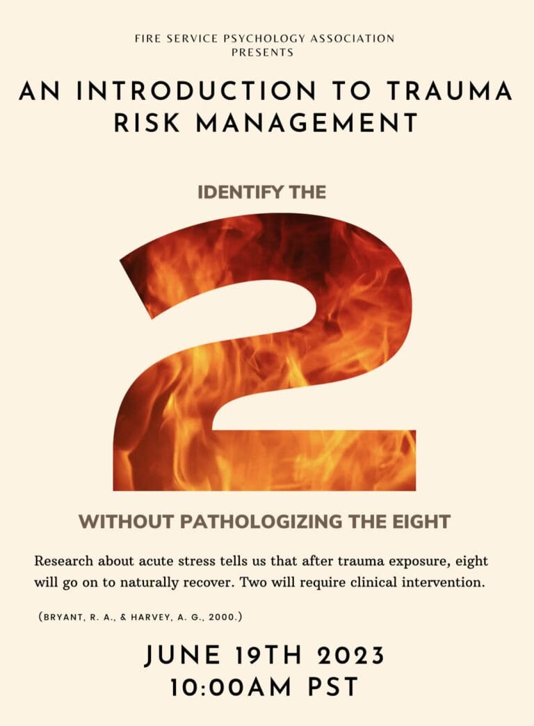 Introduction to Trauma Risk Management – Fire Service Psychology ...